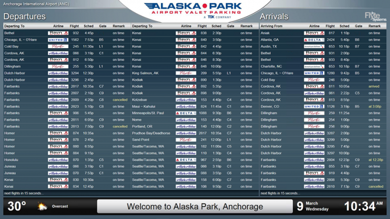 Alaska Park in Anchorage Installs FlyteBoard for On-Time Airport Travel ...