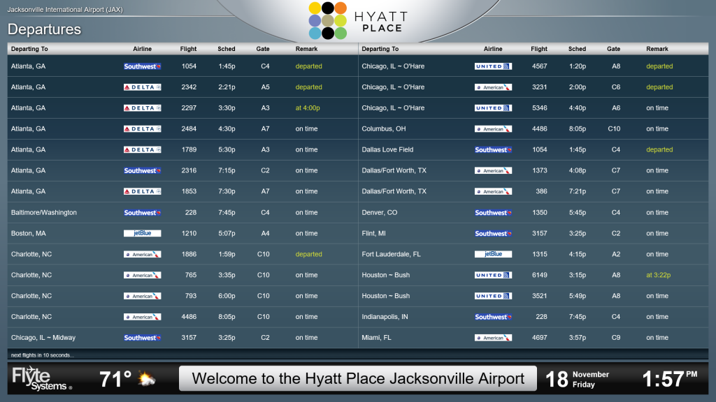 Hyatt Place Jacksonville Airport to Install FlyteBoard Digital Signage ...
